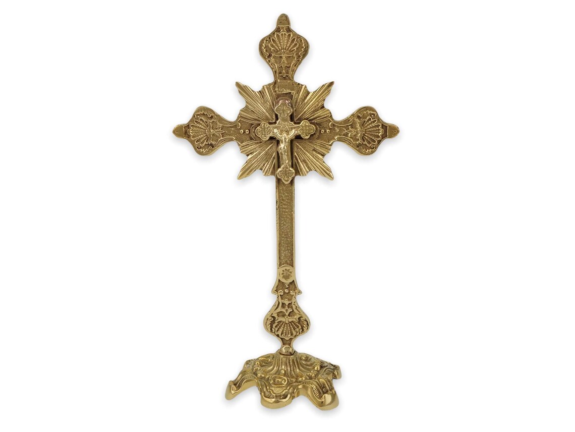 Brass Standing Crucifix Orthodox Cross Solid Table Cross - Etsy