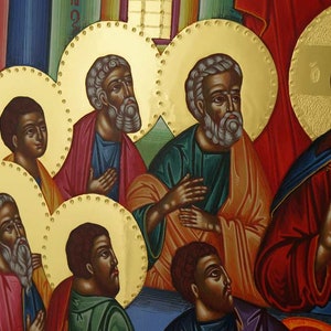 Hand-painted Last Supper Icon: Greek Orthodox Byzantine Art, 24K Gold ...