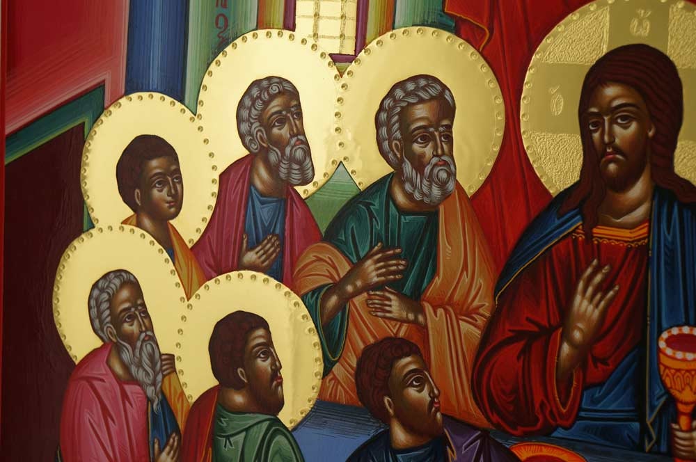 Hand-painted Last Supper Icon: Greek Orthodox Byzantine Art, 24K Gold ...