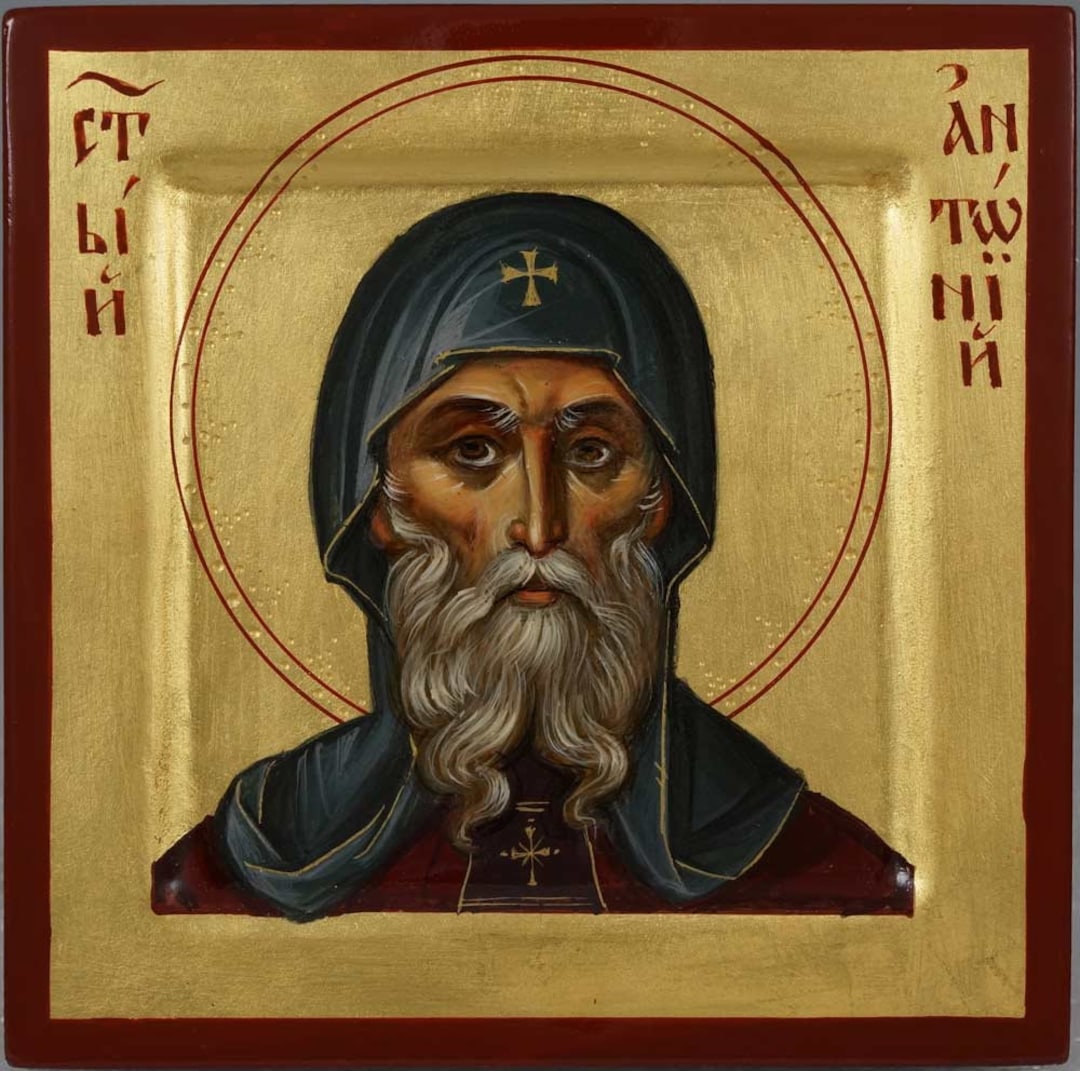 Saint Anthony the Great Hand-painted Icon Byzantine Orthodox Icon MADE ...