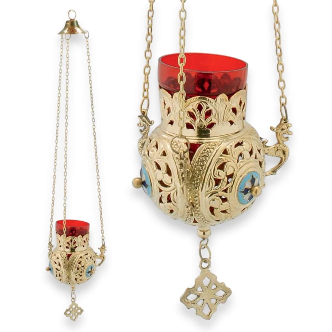 Hanging Brass Vigil Lamp Orthodox Oil Lamp Floating Wick Candles - Etsy