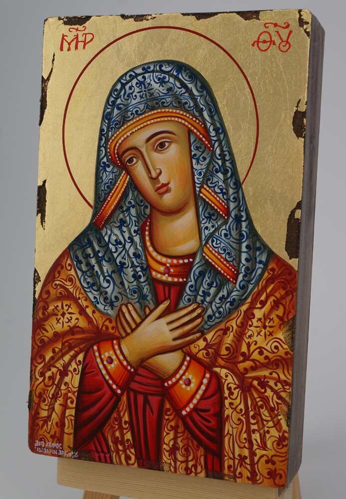Virgin Mary Extreme Humility Icon Hand-Painted Greek Orthodox | Etsy