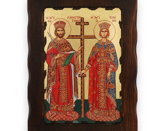 Saint Constantine Icon & Saint Helen Icon, Handmade Greek Christian ...