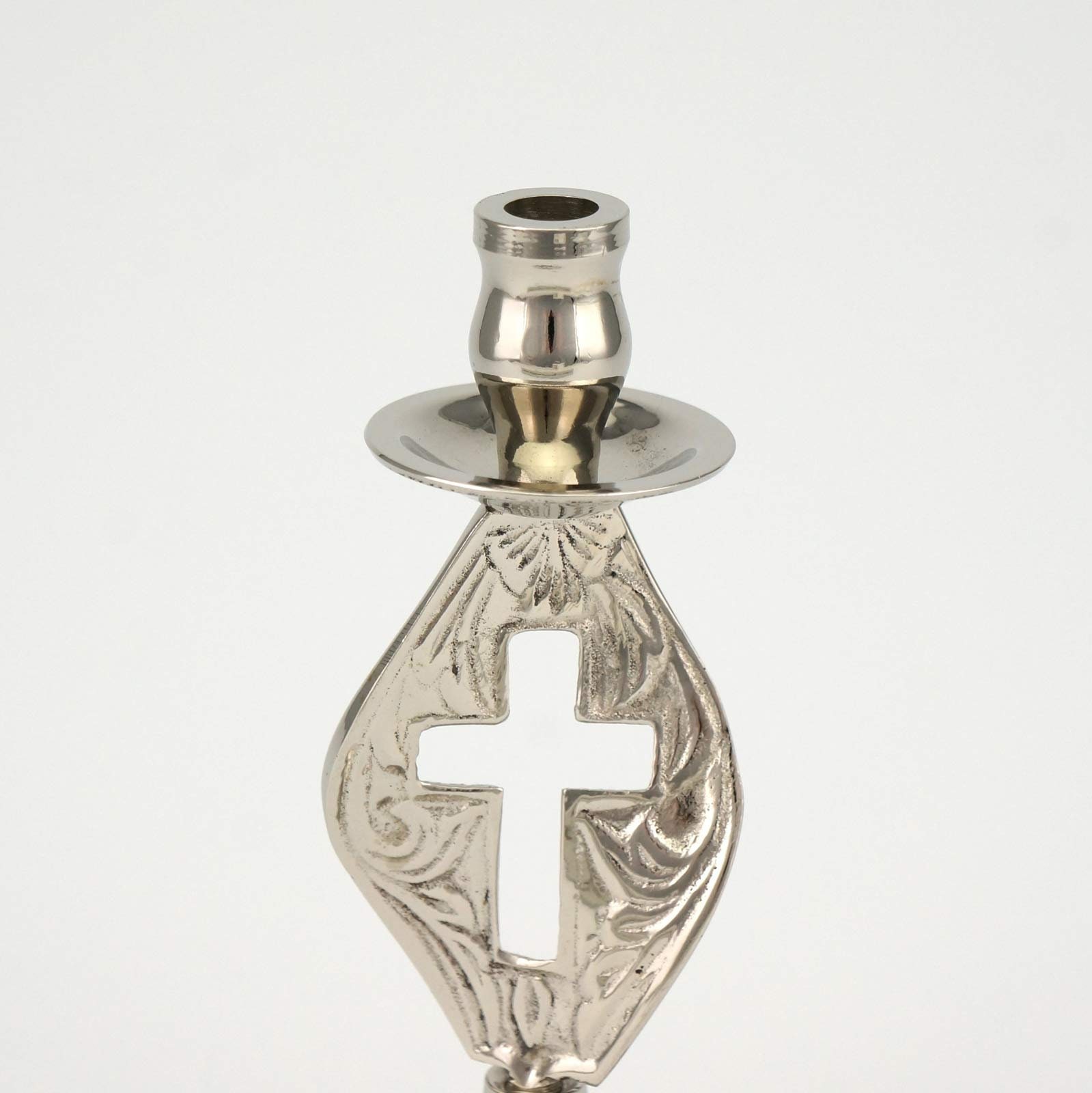 Cross Design Brass Candle Holder Silver Christian - Etsy