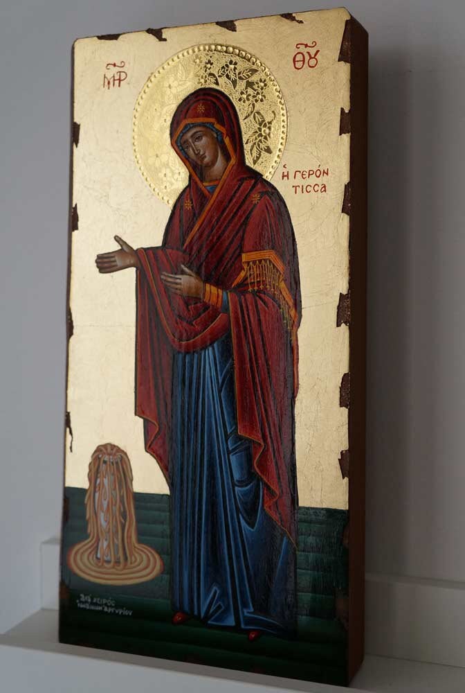 Theotokos Gerontissa Icon: Hand-painted Greek Orthodox Icon on Wood - Etsy