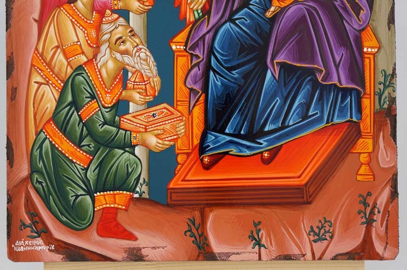 Adoration of the Magi Hand-painted Greek Orthodox Icon, Christian ...