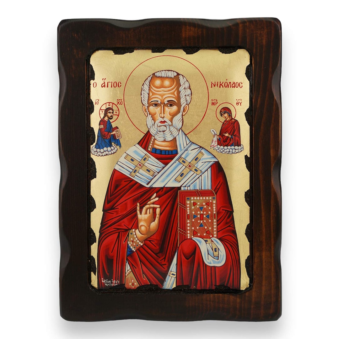 St Nicholas of Myra Icon - Greek Orthodox Byzantine Icon | Handmade on ...