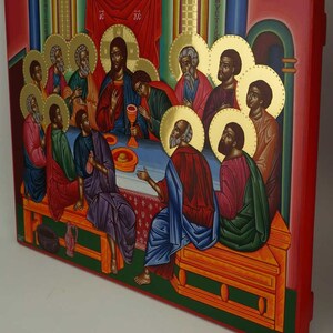 Hand-painted Last Supper Icon: Greek Orthodox Byzantine Art, 24K Gold ...