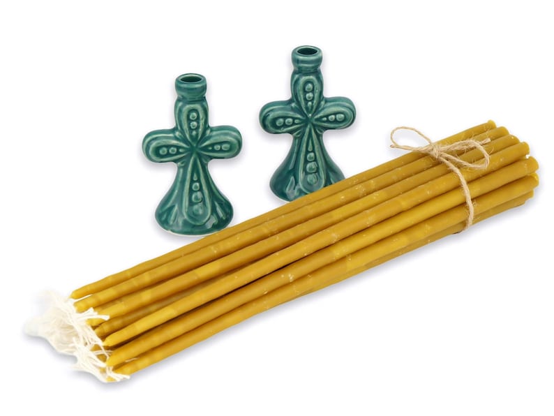 Set of 2 Cross Design Ceramic Candle Holders Candlesticks and - Etsy