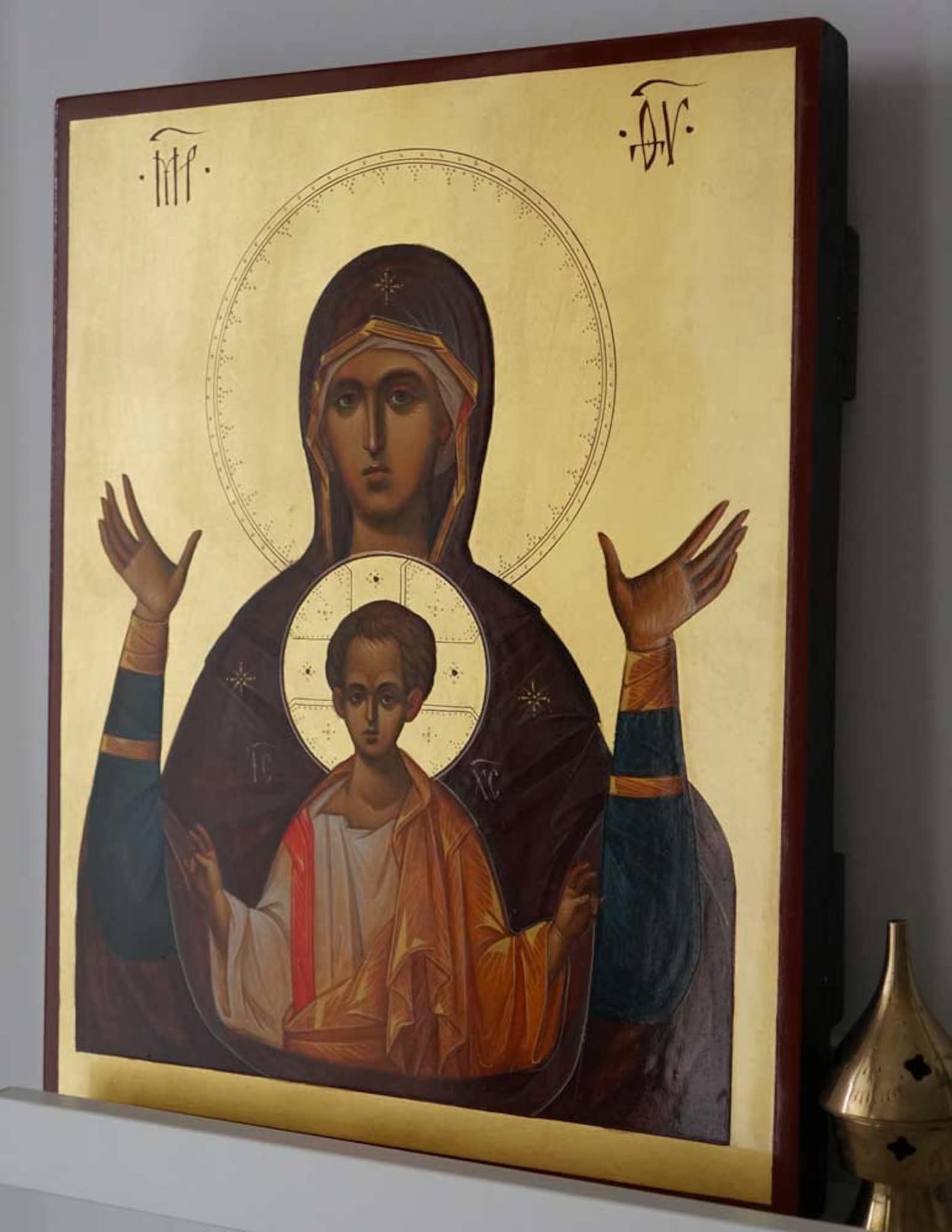Our Lady of the Sign Hand-painted Icon Byzantine Orthodox Icon of ...