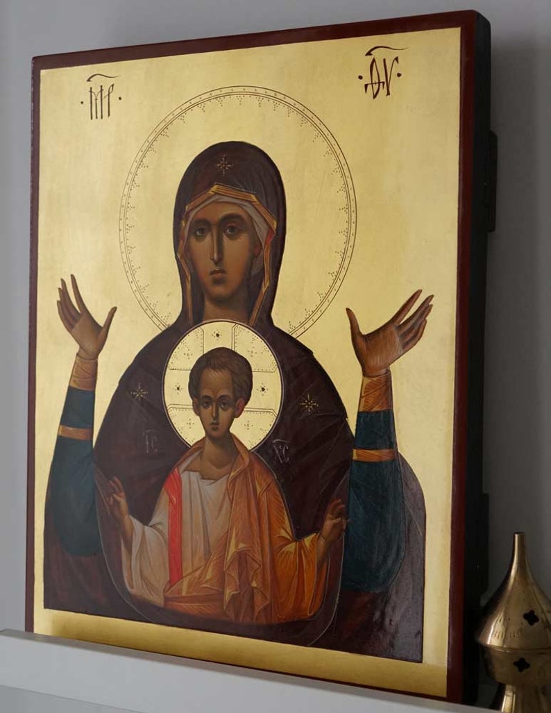 Our Lady of the Sign Hand-painted Icon Byzantine Orthodox Icon of ...