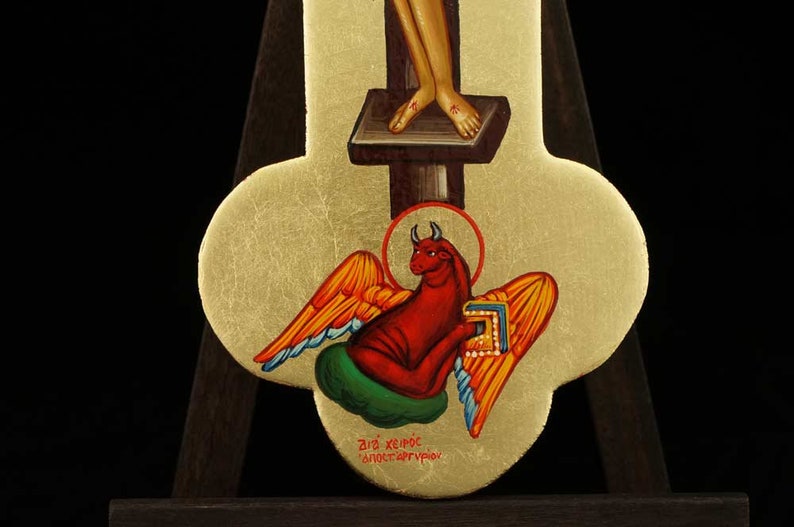 Hand-painted Wall Crucifix Tetramorph Hand-painted Byzantine Orthodox ...