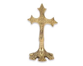 Brass Standing Crucifix Orthodox Cross Solid Table Cross Home Prayer ...