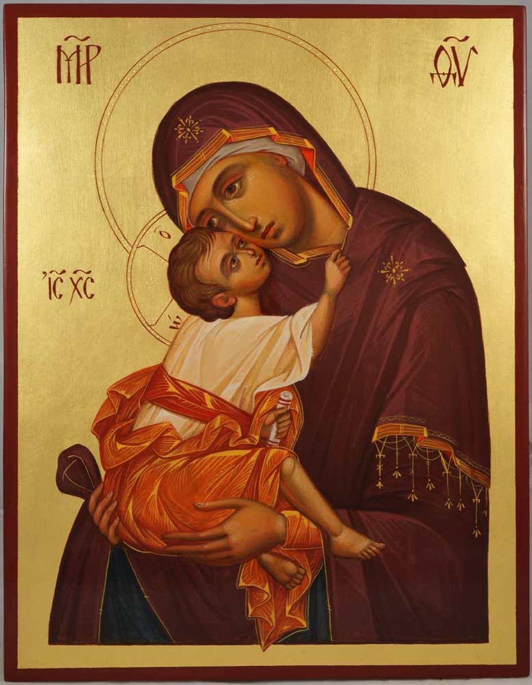 Mother of God Eleusa Chora Hand-painted Icon Byzantine Orthodox Icon of ...