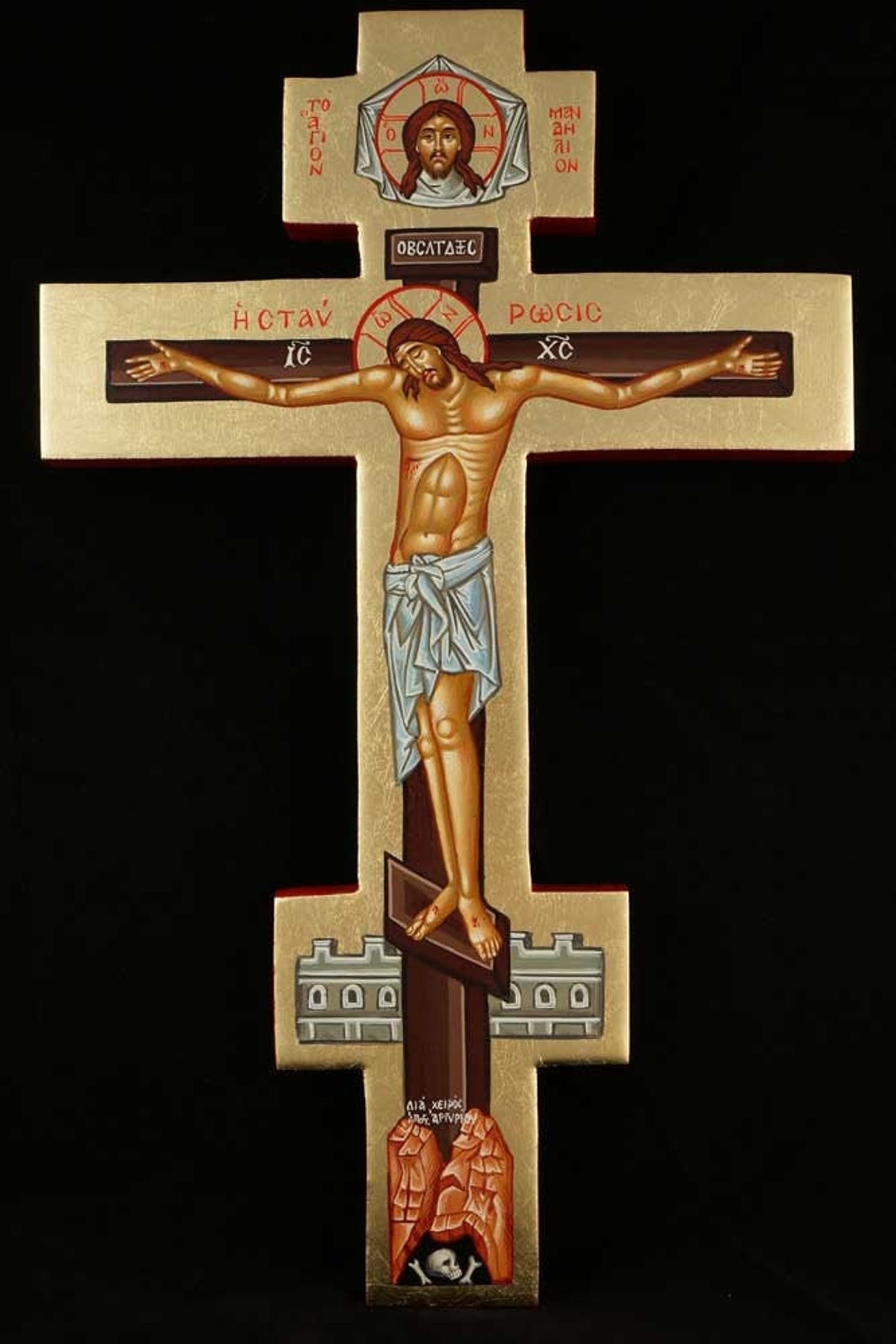 Hand-painted Wall Crucifix Icon Mandylion Holy Face Hand-painted ...