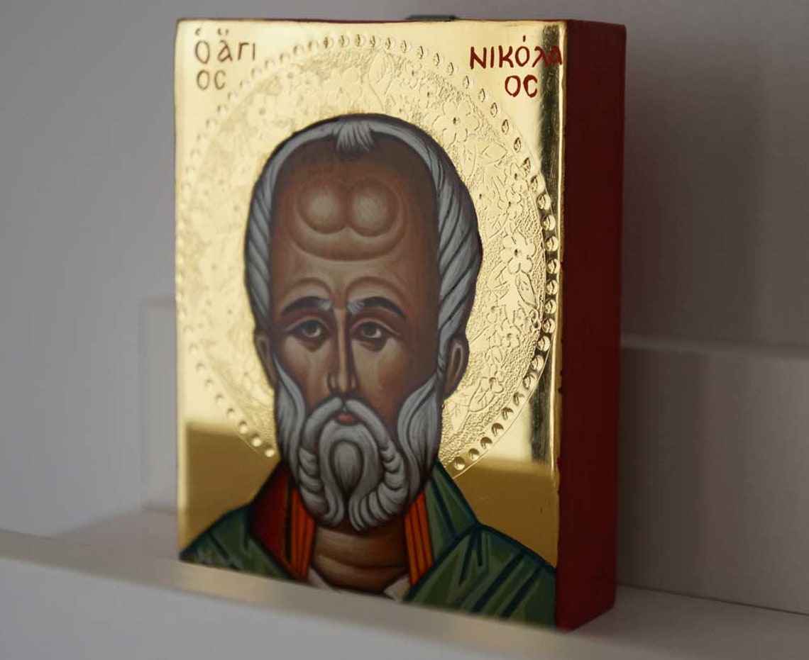 Saint Nicholas of Myra Icon Nikolaos Icon Hand-painted - Etsy