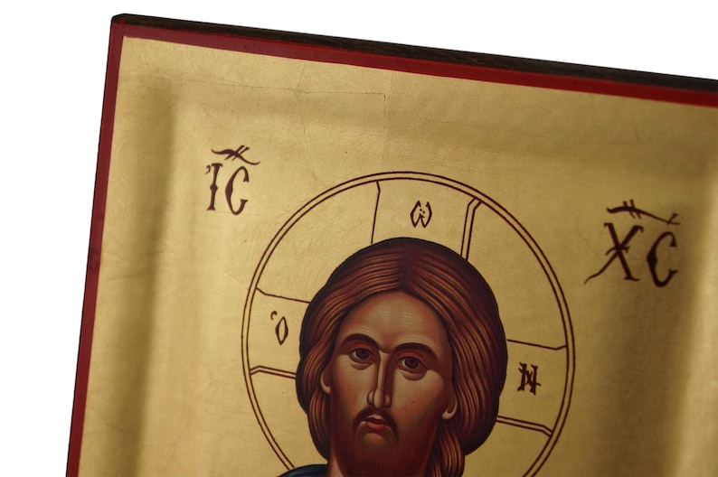 Jesus Christ Pantocrator Icon - Raised Border Greek Orthodox Icon ...