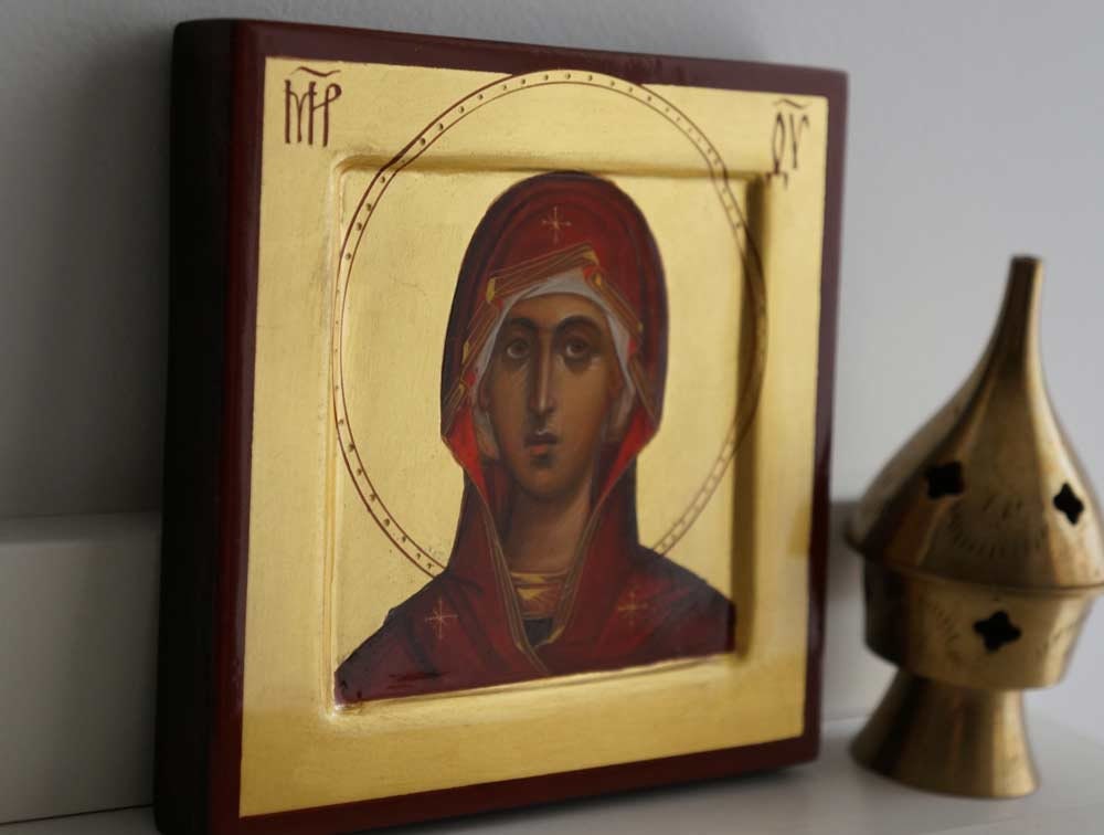 Theotokos Hand-painted Icon Byzantine Orthodox Icon of Virgin Mary MADE ...