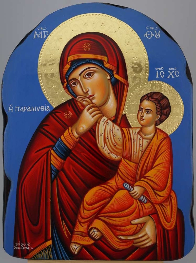 Theotokos Paramythea Icon Virgin Mary Paramythia Hand-painted - Etsy