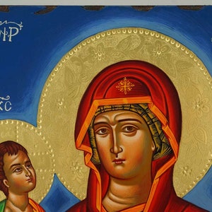 Panagia Tricherousa Icon, Virgin Mary With Three Hands Hand-painted ...