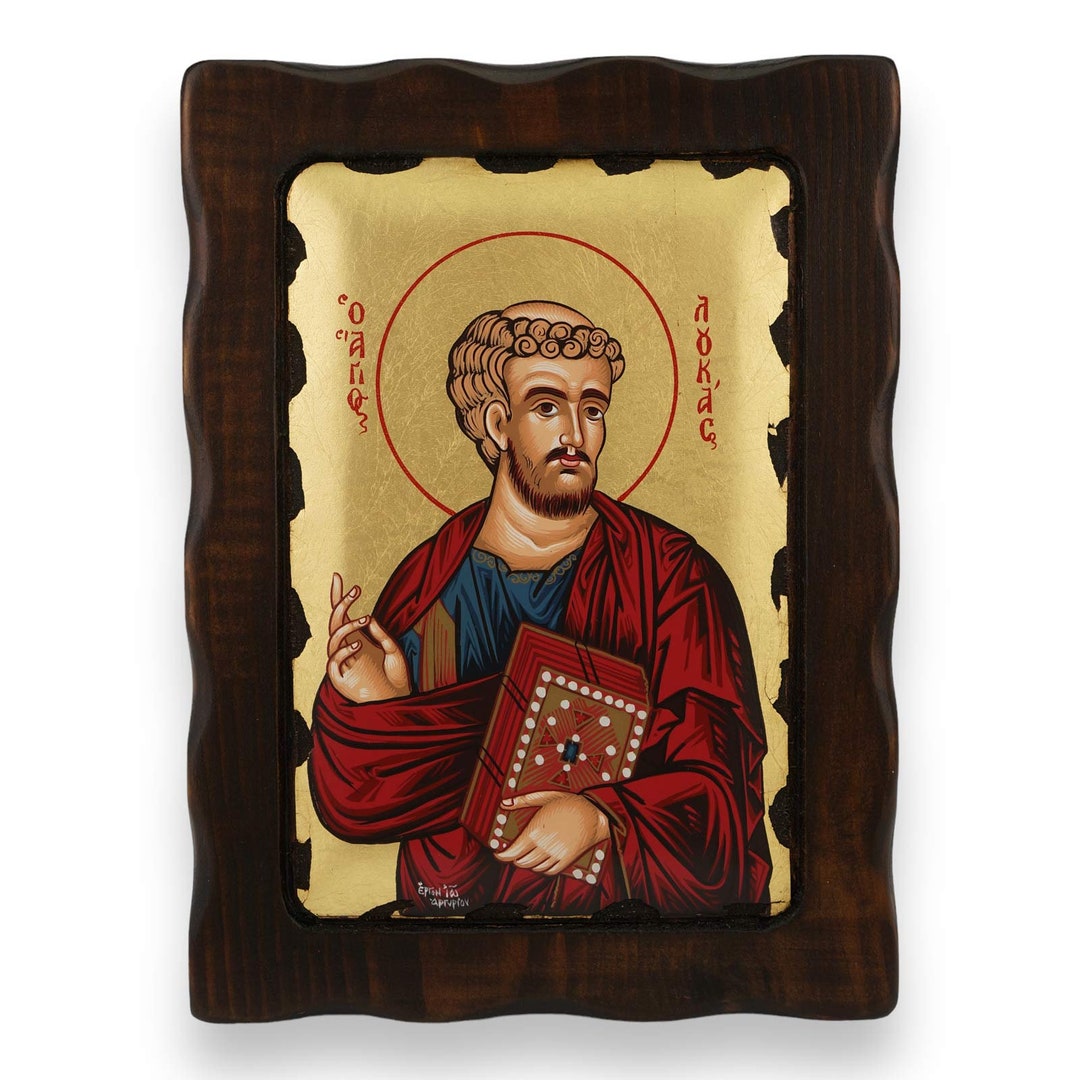 St Luke Icon - Greek Orthodox Byzantine Art | Handmade on Natural Solid ...