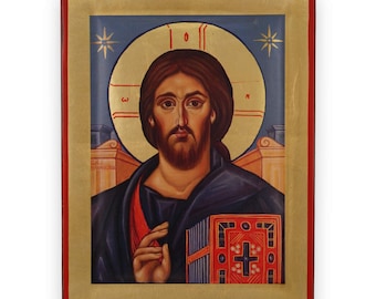 Christ Pantocrator Icon Raised Border Greek Orthodox Icon Handmade on Solid Natural Wood - Etsy