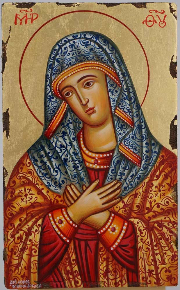Virgin Mary Extreme Humility Icon Hand-Painted Greek Orthodox | Etsy