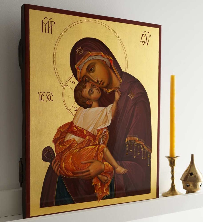 Mother of God Eleusa Chora Hand-painted Icon Byzantine Orthodox Icon of ...