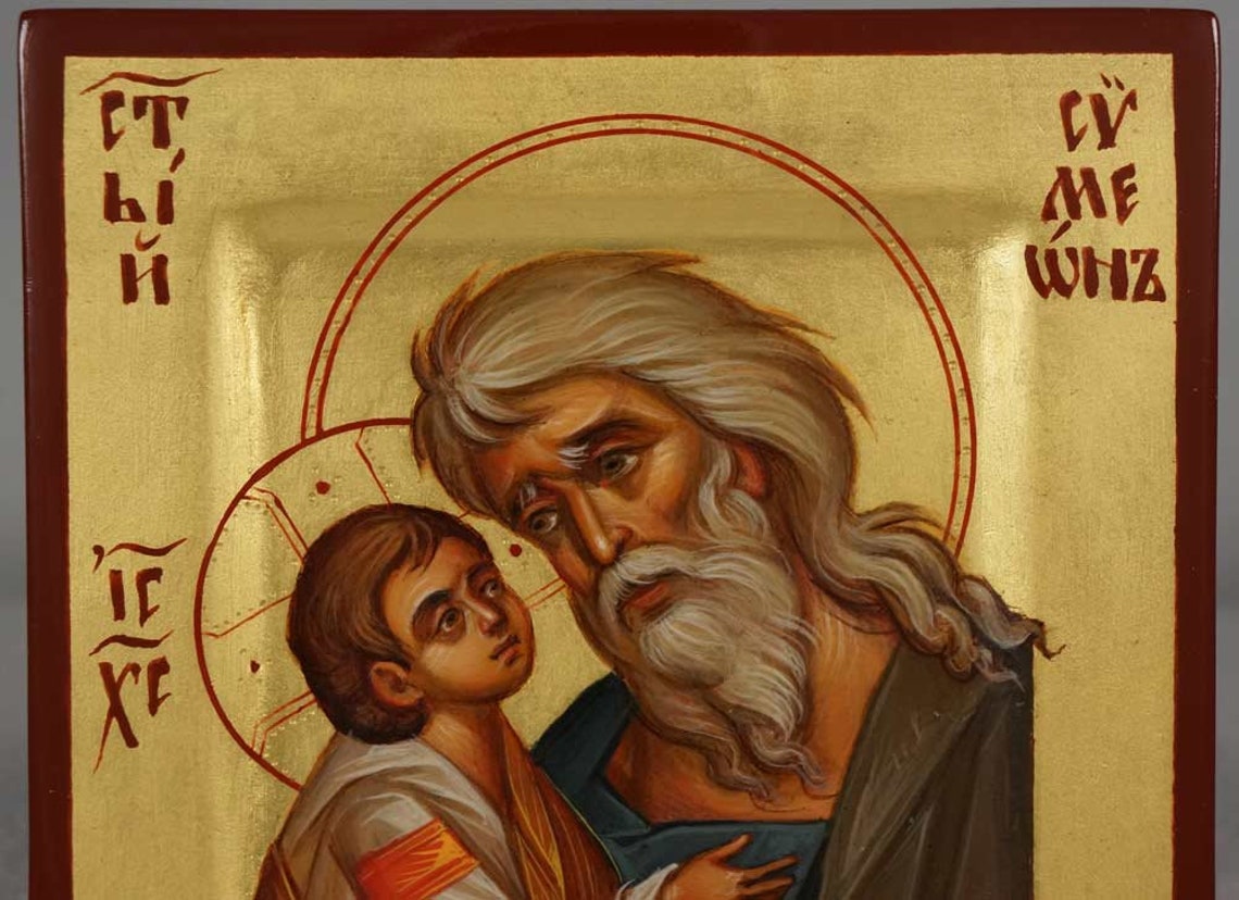 Righteous St Simeon the God-receiver Hand-painted Icon Byzantine ...