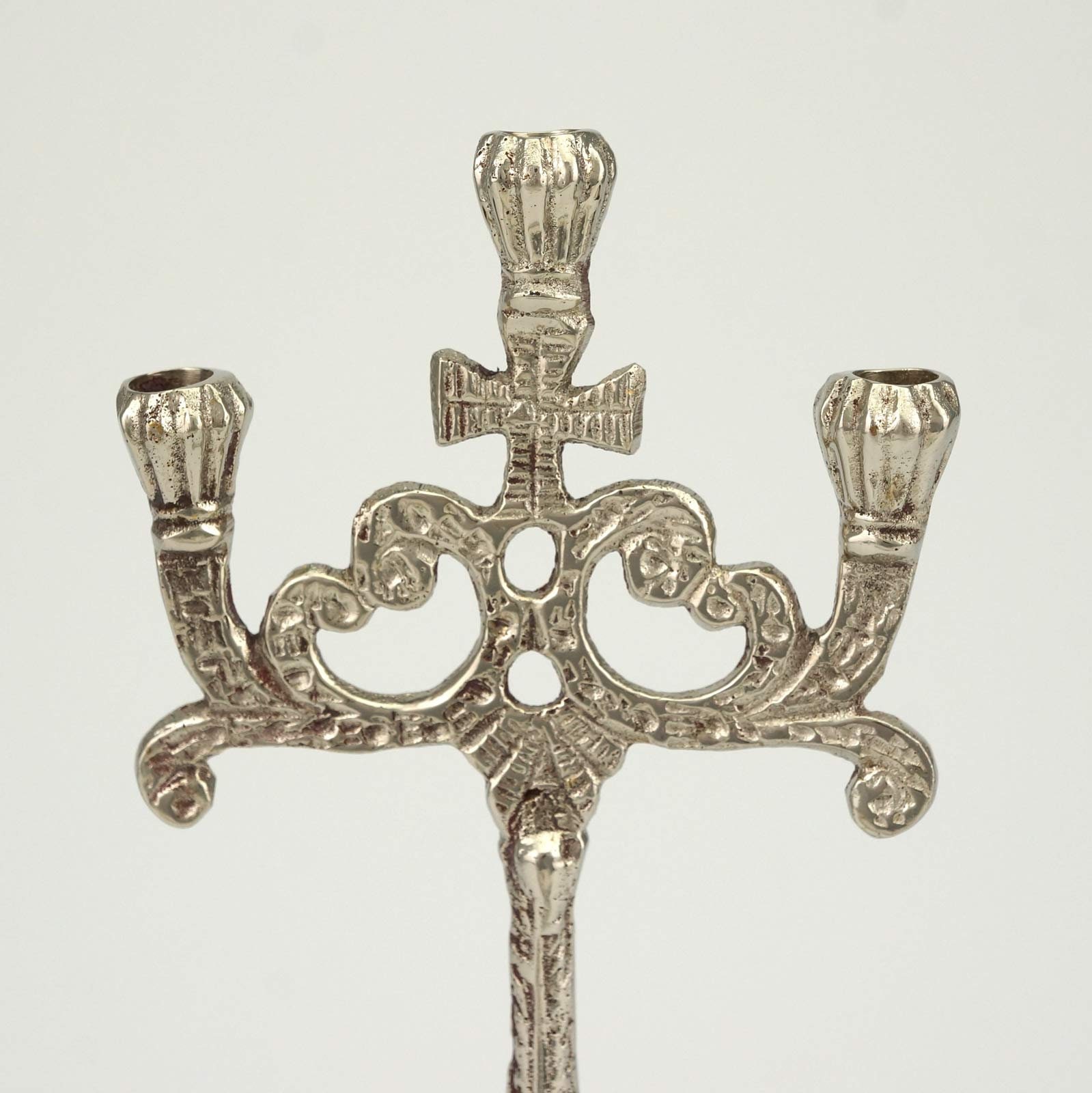 3 Candle Brass Candle Holder Cross Design Silver Metal - Etsy