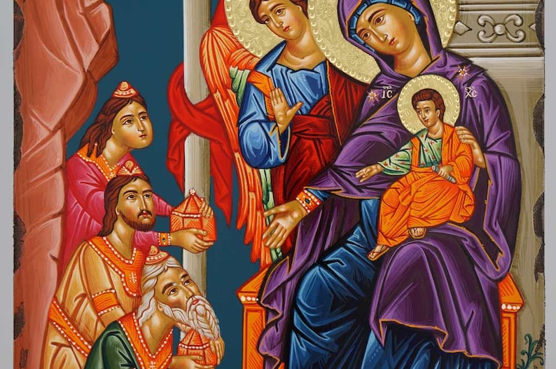 Adoration of the Magi Hand-painted Greek Orthodox Icon, Christian ...