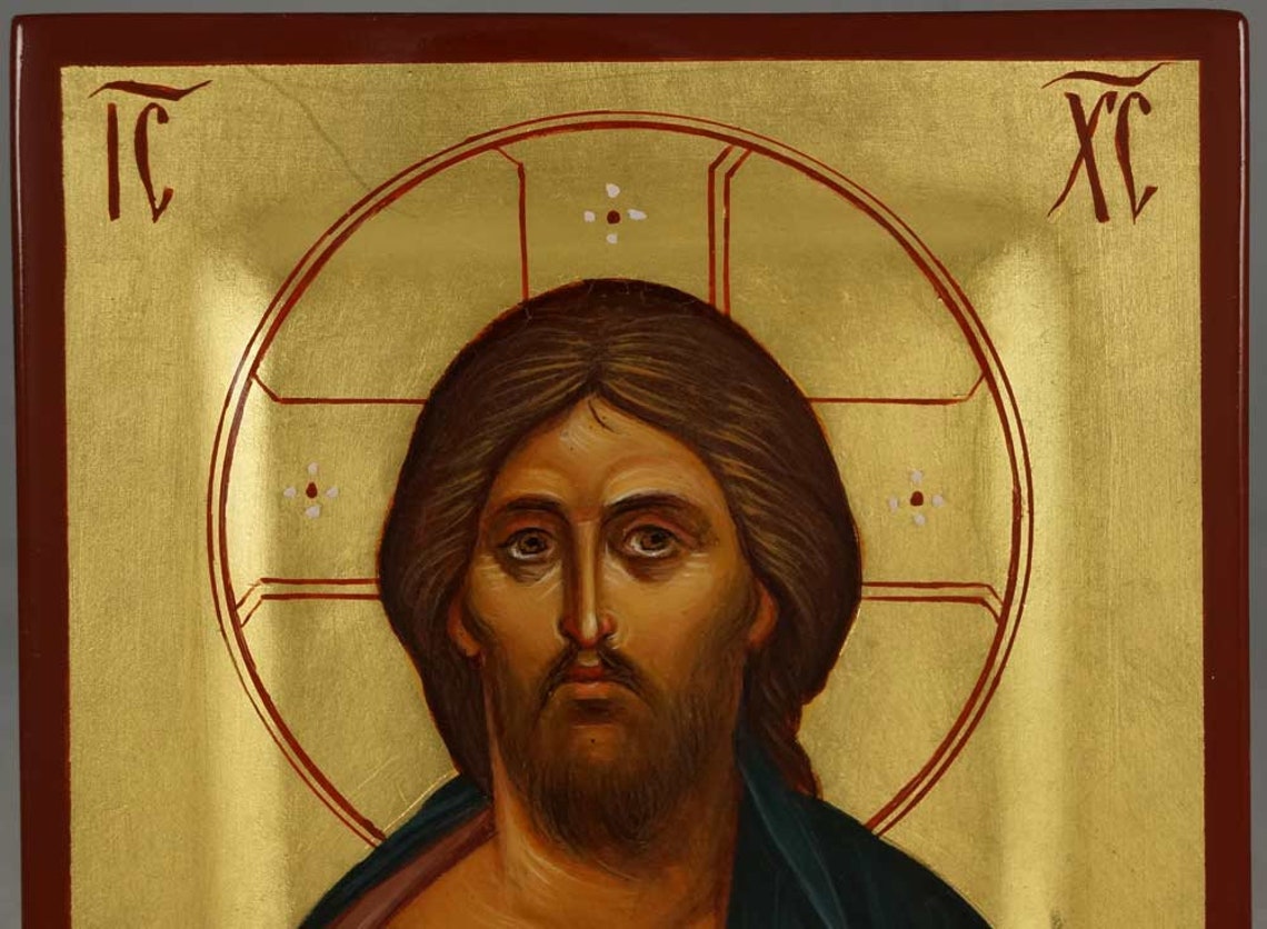 Jesus Christ Pantocrator Hand-painted Icon Byzantine Orthodox Icon ...
