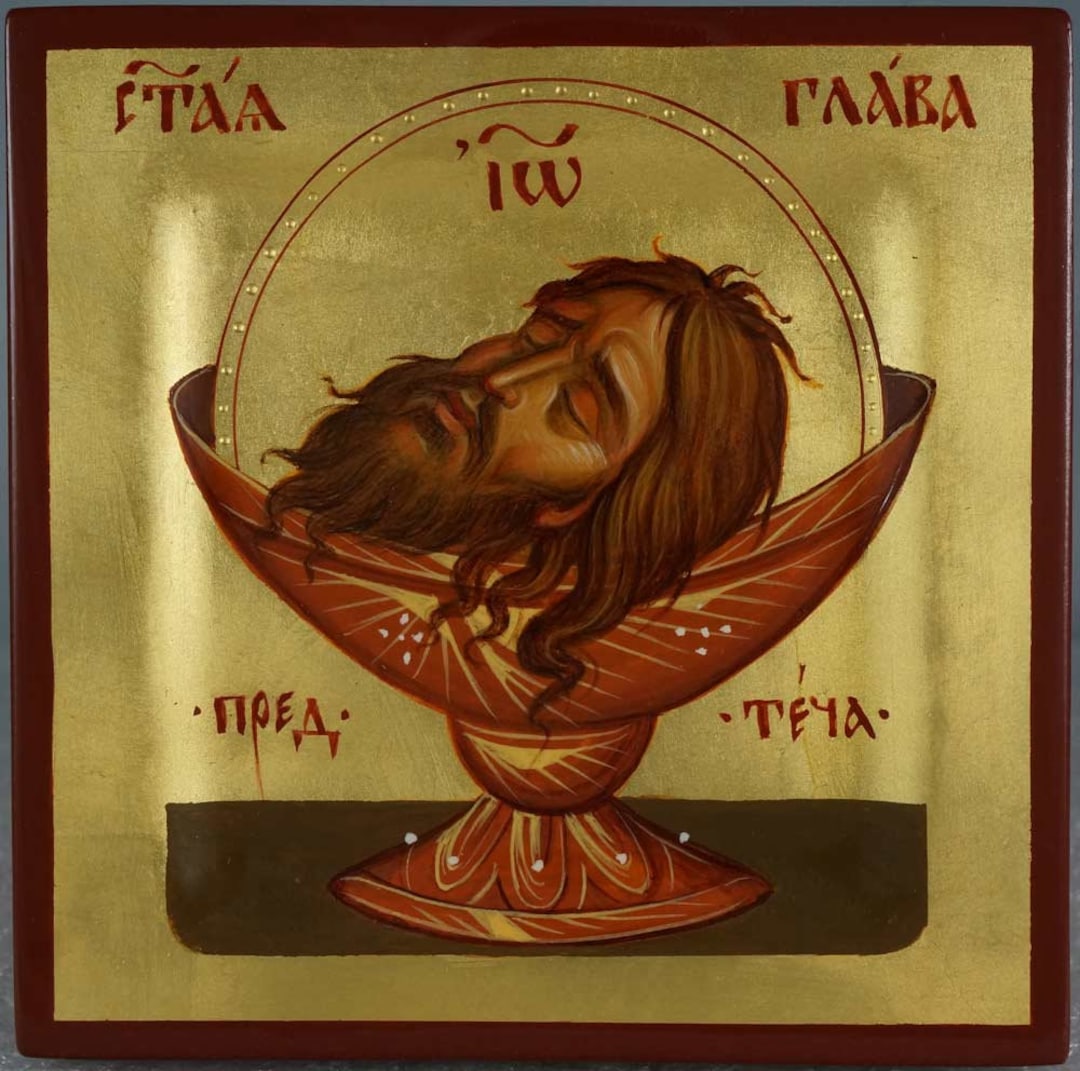 St John the Baptist Head Hand-painted Icon Byzantine Orthodox Icon of ...