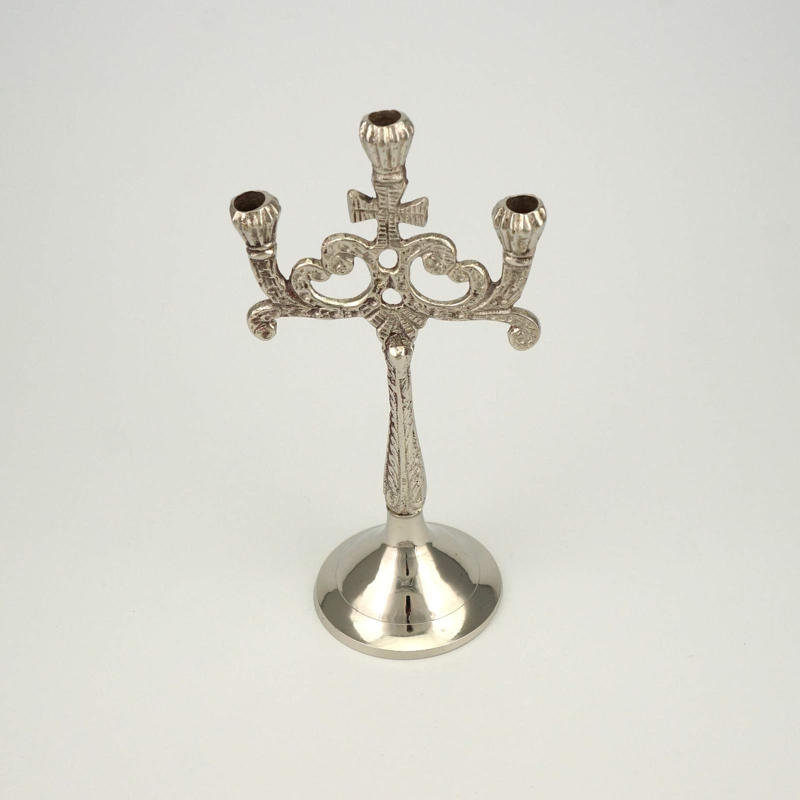 3 Candle Brass Candle Holder Cross Design Silver Metal - Etsy