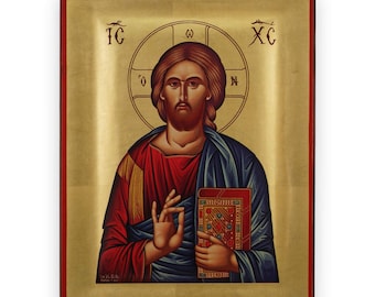Jesus Christ Icon the Good Shepherd, Handmade Greek Orthodox Icon of Our Lord, Byzantine Art ...