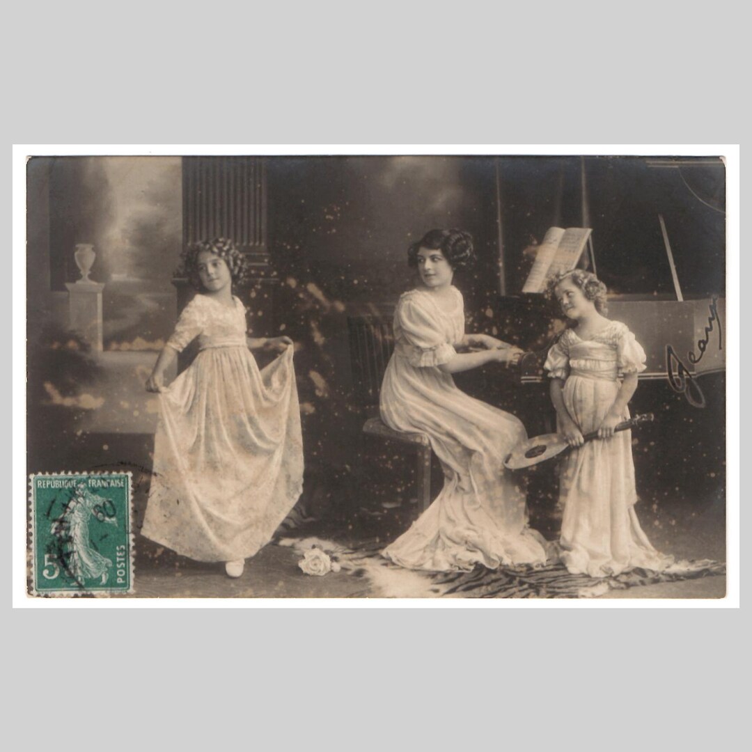 Vintage Real Photo Postcard Grete & Hanni Reinwald Little Girls Dancing ...