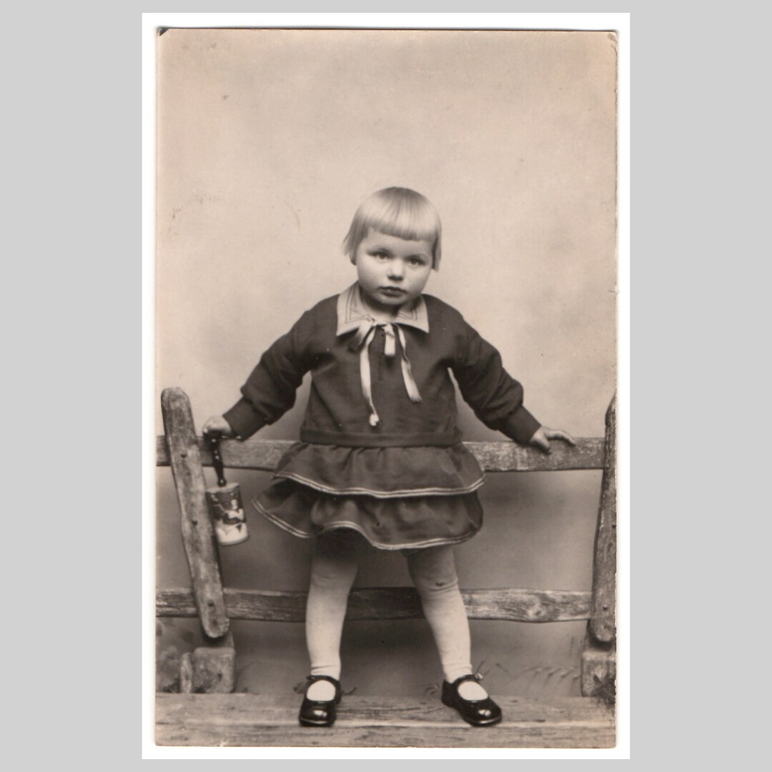 German Rppc Cute Little Girl Portrait Art Deco Era Dress Fashion Blonde ...