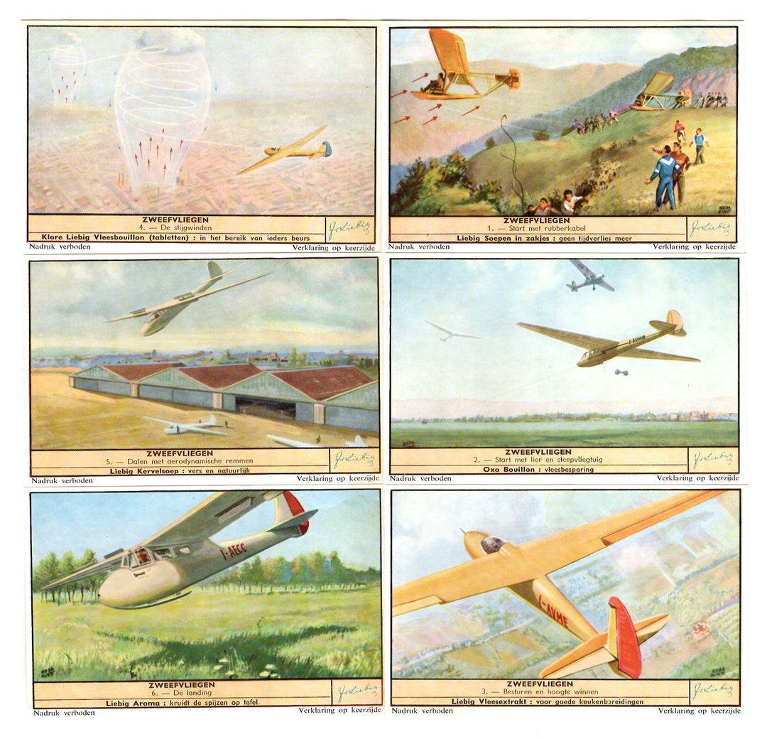 1957 Gliding Aircraft Glider Sailplane Soaring Full Set of 6 Vintage ...