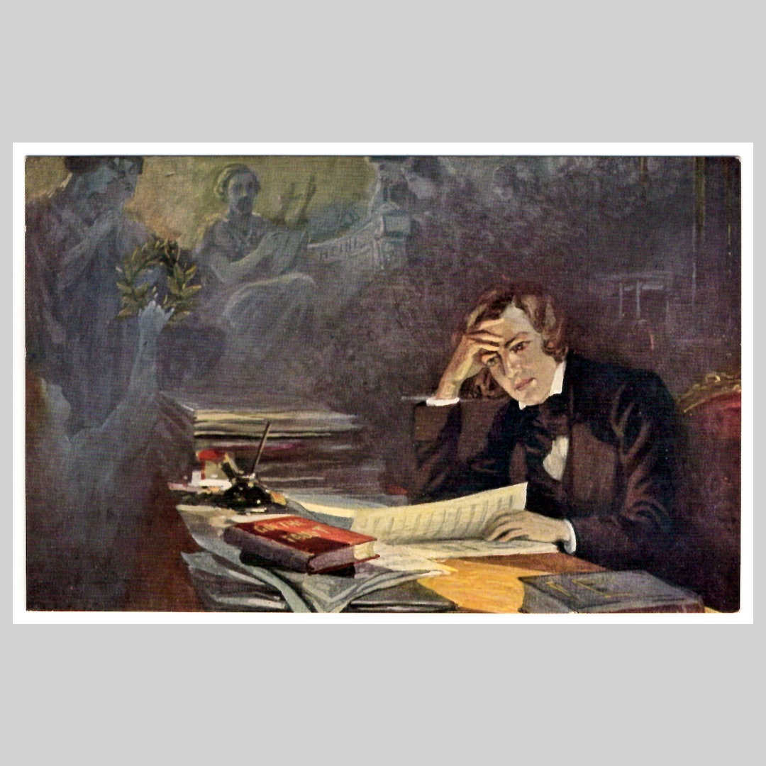 Vintage Robert Schumann Postcard Artist Signed Composer Portrait ...