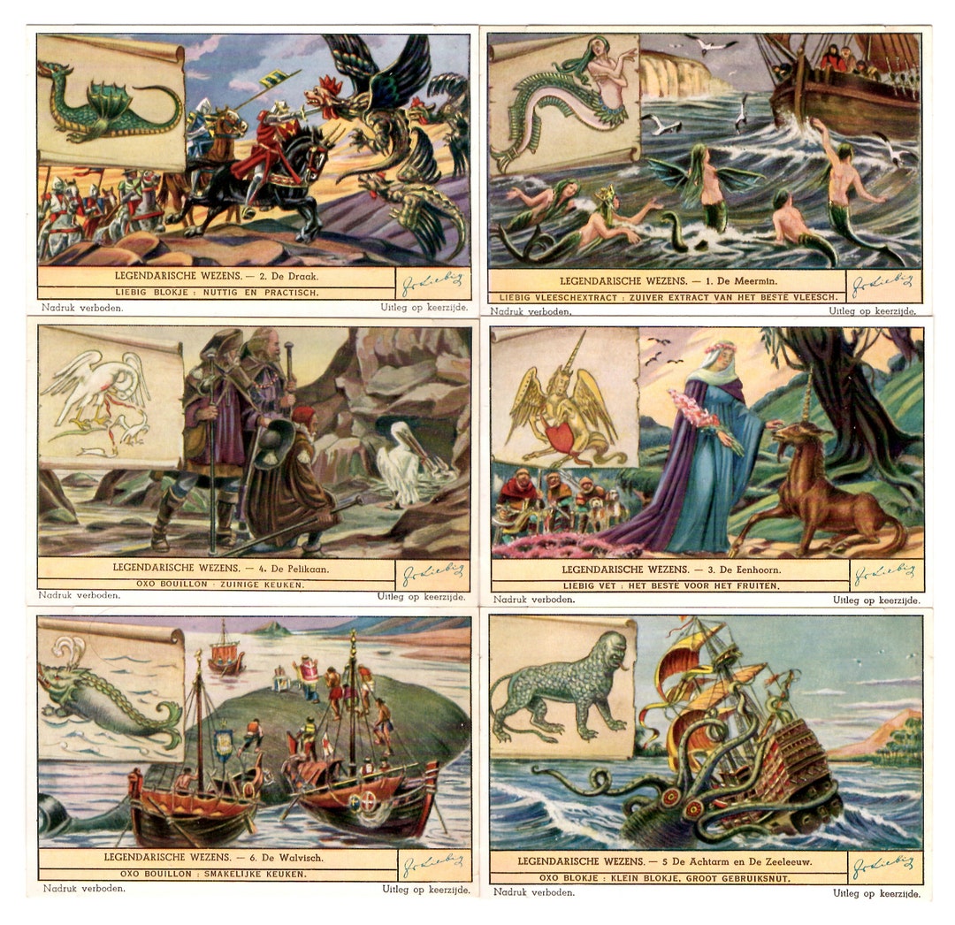 1943 Legendary Mythical Creatures Animals Full Set of 6 - Etsy