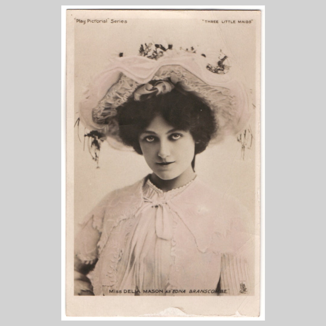 Antique Actress Delia Mason Real Photo Glamour Postcard Three Little ...