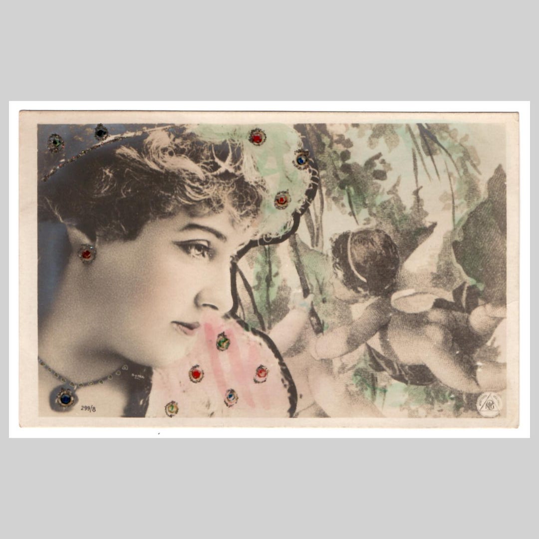 Victorian Real Photo Postcard Woman Lady Cupid Angel Cherub Glamour ...