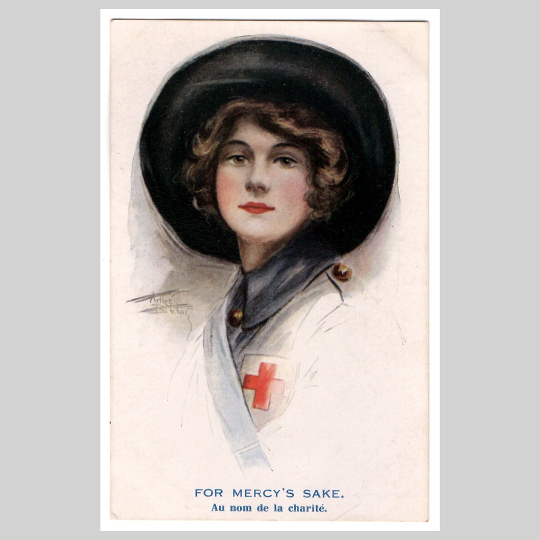 Vintage Red Cross Postcard WWI Nurse Patriotic Artist Signed Arthur ...