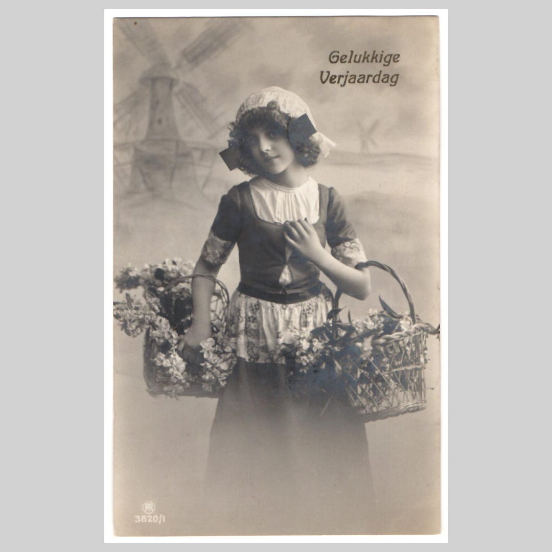 Vintage Grete Reinwald Real Photo Postcard Young Girl Portrait Dutch Folk Fashion Antique Rppc ...