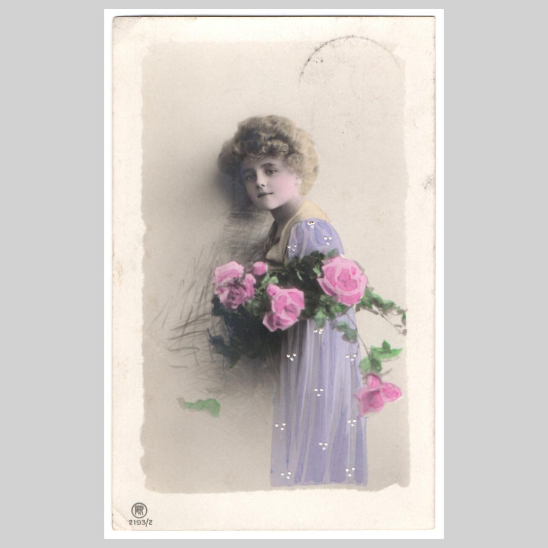 Vintage Grete Reinwald Real Photo Postcard Little Girl Portrait Blonde Hair Fashion Antique Hand ...