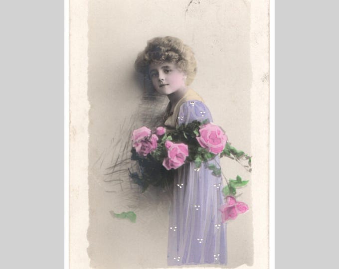 Vintage Grete Reinwald Real Photo Postcard Little Girl Portrait Blonde Hair Fashion Antique Hand ...