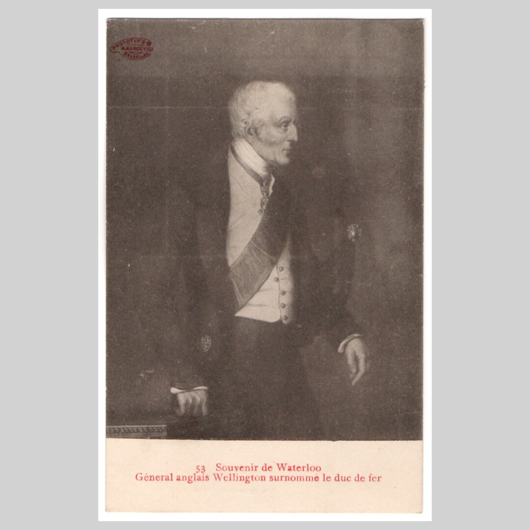 Vintage Historical Postcard General Wellington Waterloo Battle Painting ...