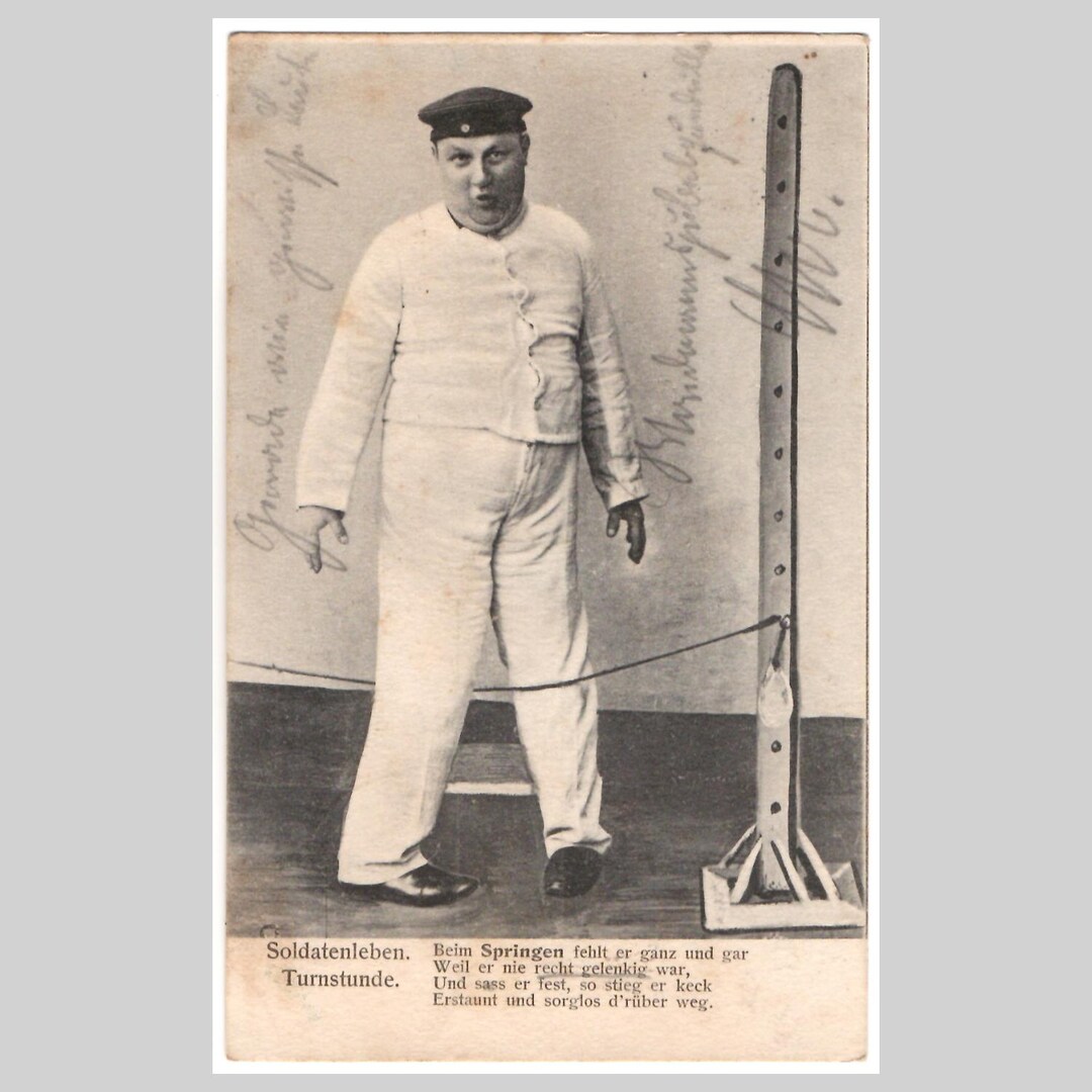Funny Victorian Soldier Postcard Army Soldier During Physical Training ...