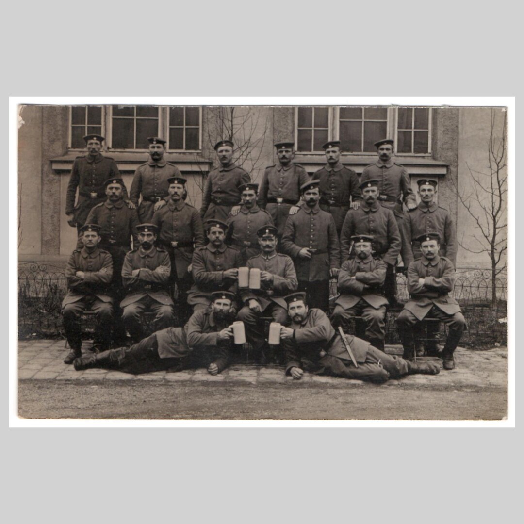 Antique Wwi Postcard German Army Soldiers Feldpost Uniform Hat Vintage ...