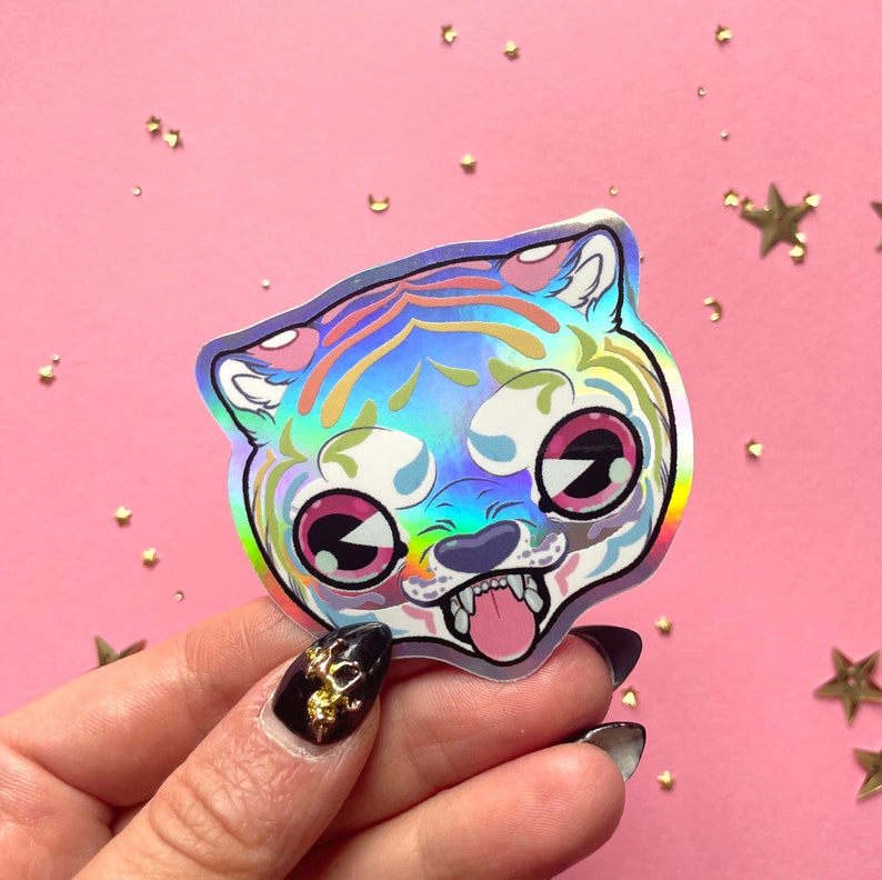 Holographic Tiger Sticker | Vinyl Laptop Decal - Etsy